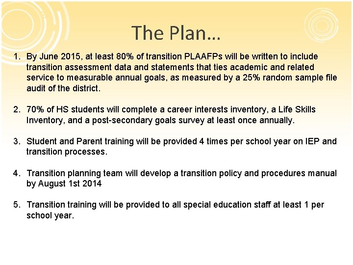 Transition to Awesome Transition Plans Where we begin