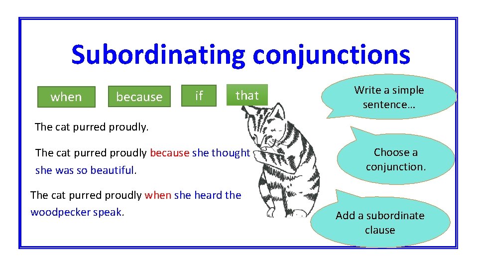 Coordinating and subordinating conjunctions Subordinating conjunctions ...