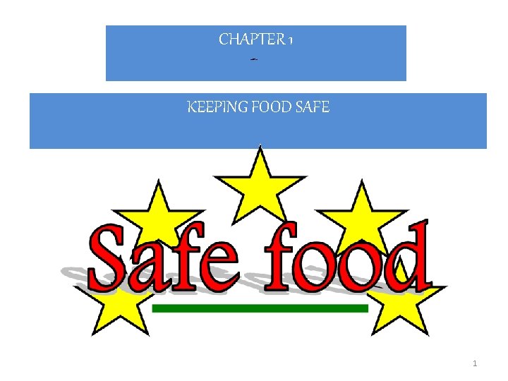 CHAPTER 1 PROVIDING SAFE FOOD KEEPING FOOD SAFE
