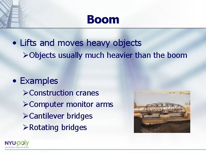 Laboratory 11 Boom Construction Overview Objectives Background Materials