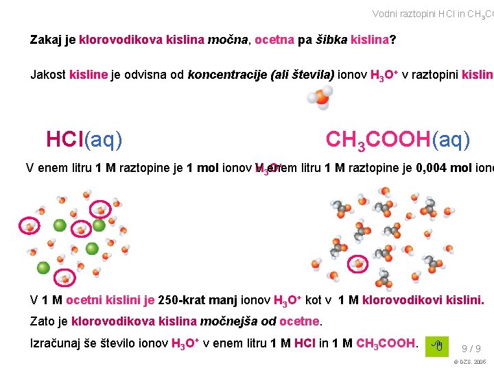 Vodni raztopini HCl in CH 3 COOH DZS