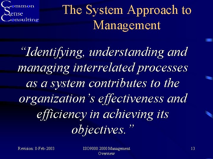 Management Overview of ISO 9001 2000 Revision 8