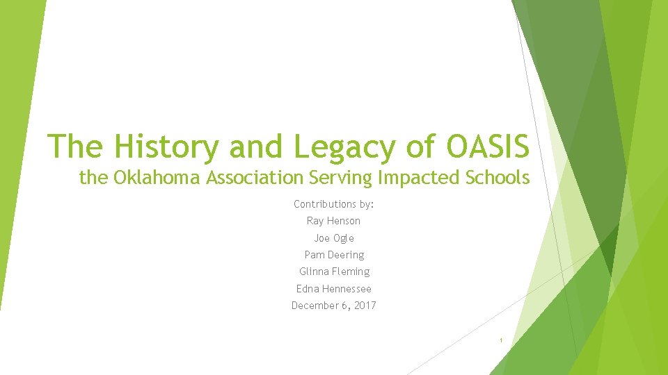 The History and Legacy of OASIS the Oklahoma