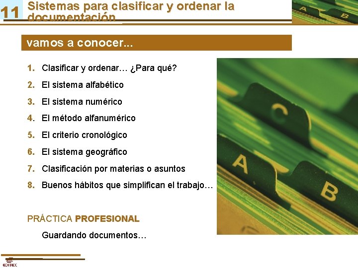 11 Sistemas para clasificar y ordenar la documentacin