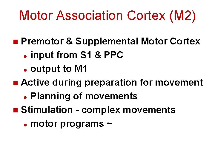 Brain Mechanisms of Movement Lecture 19 Hierarchical Control