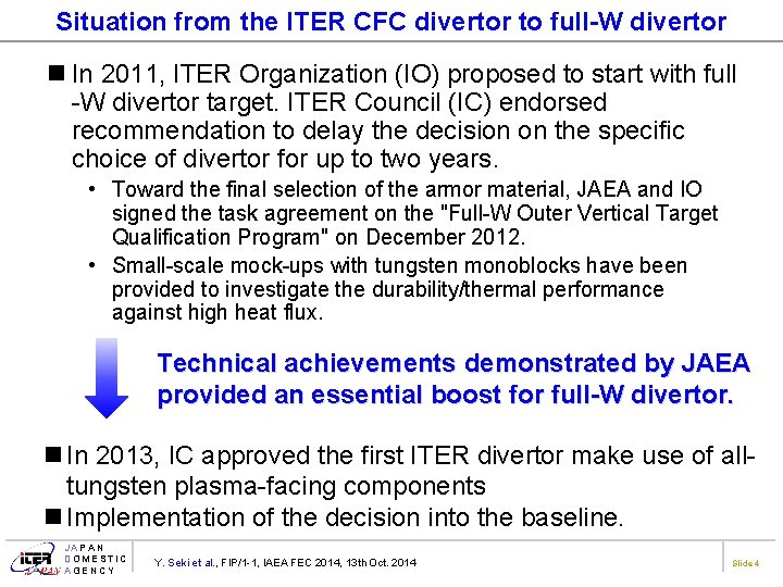 FIP1 1 Development of Tungsten Monoblock Technology for