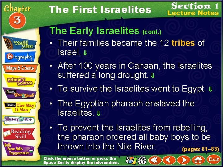Chapter 3 The Ancient Israelites Click the mouse