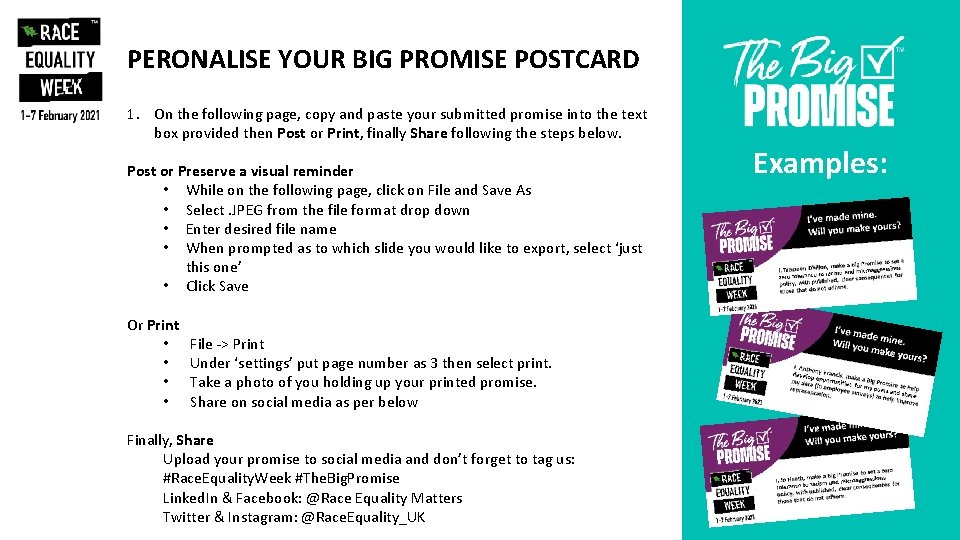 Personalise your Big Promise This document provides templates