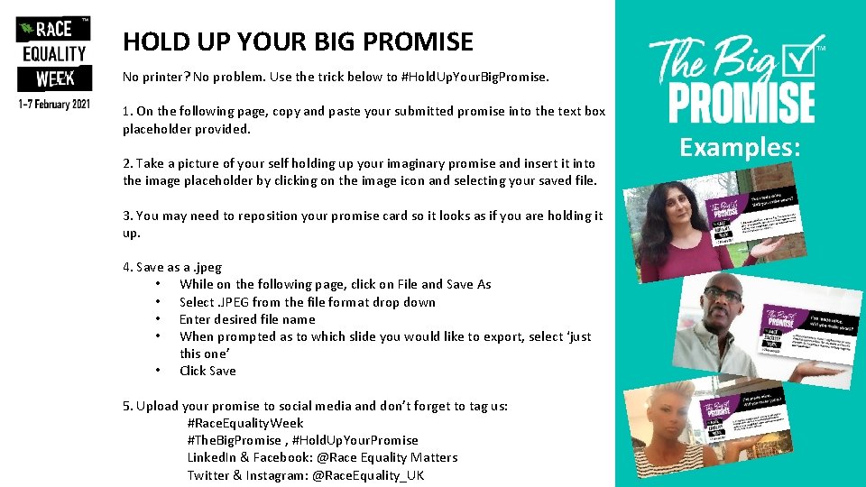 Personalise your Big Promise This document provides templates