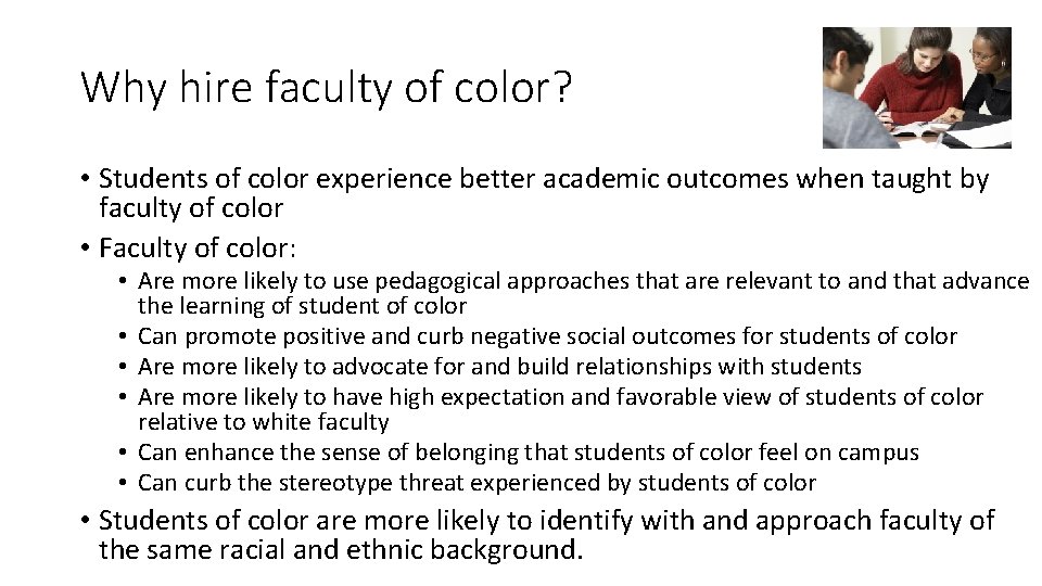 Why hire faculty of color Students of color