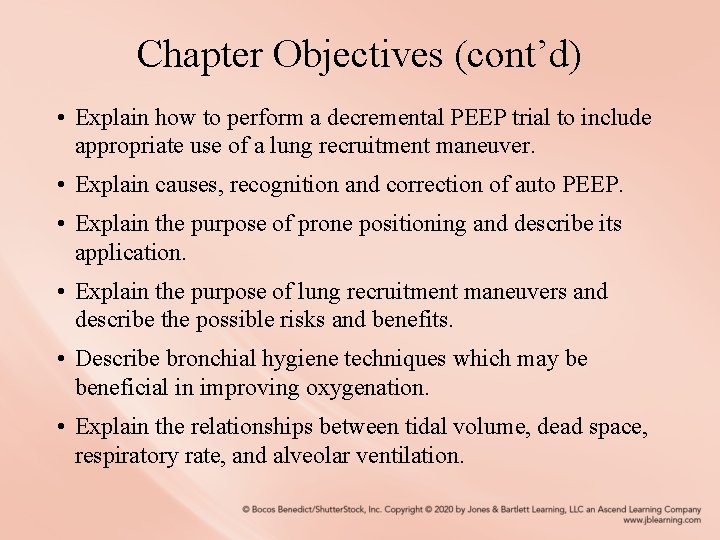 Chapter 7 Patient Stabilization Adjusting Ventilatory Support Chapter