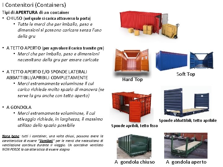 I Contenitori Containers Caratteristiche FISICHE del contenitore Risultare