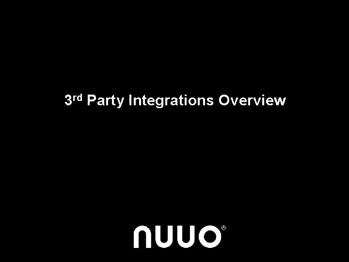 3 rd Party Integrations Overview 3 rd party