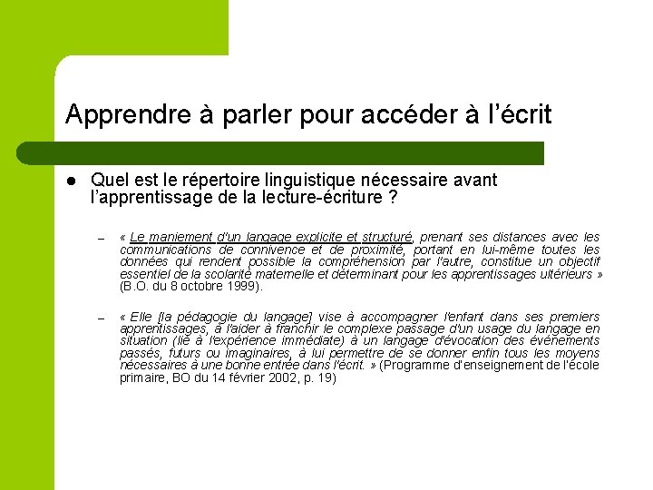 LE LANGAGE synthse Bien parler Bien penser Apprendre