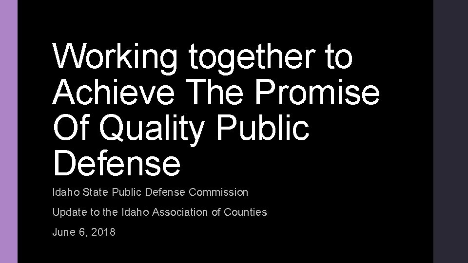 Working together to Achieve The Promise Of Quality