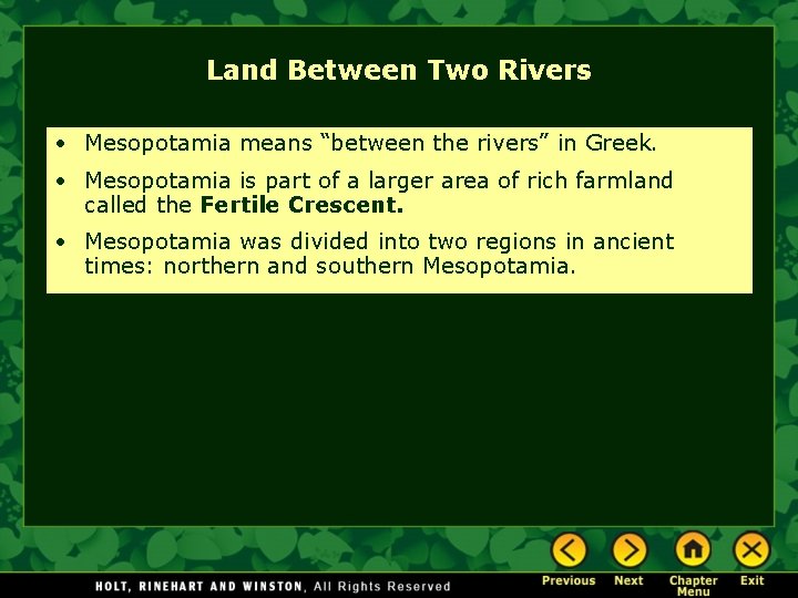 Chapter 3 Mesopotamia and the Fertile Crescent Section