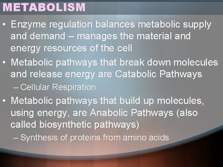 An Introduction to Metabolism Chapter 8 METABOLISM Totality