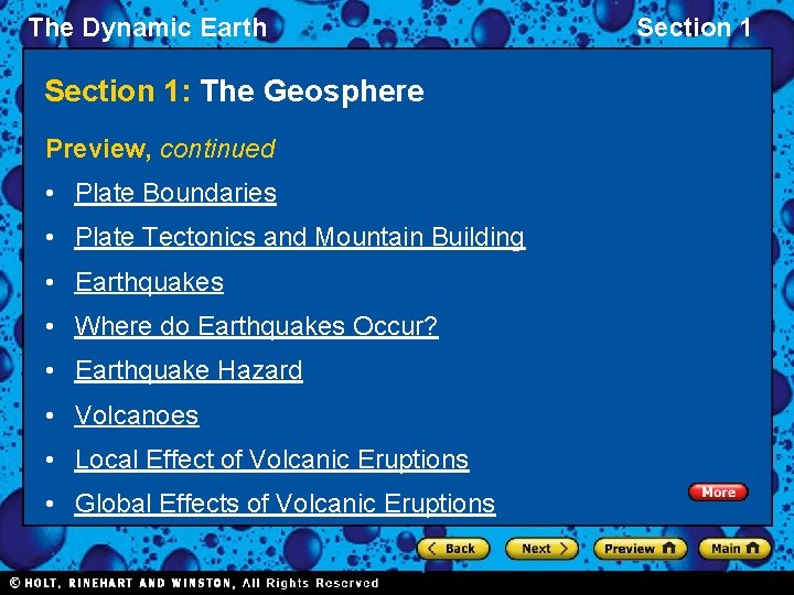 The Dynamic Earth Section 1 The Geosphere Preview