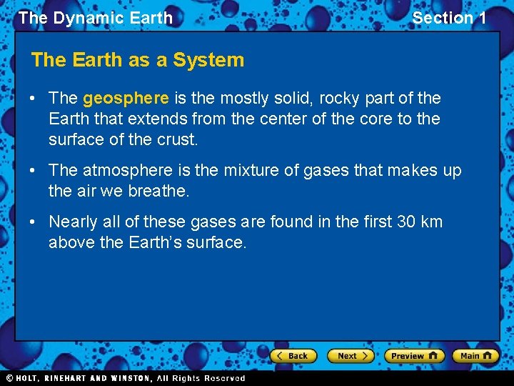 The Dynamic Earth Section 1 The Geosphere Preview