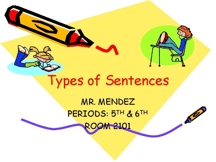Types of Sentences MR MENDEZ PERIODS 5 TH
