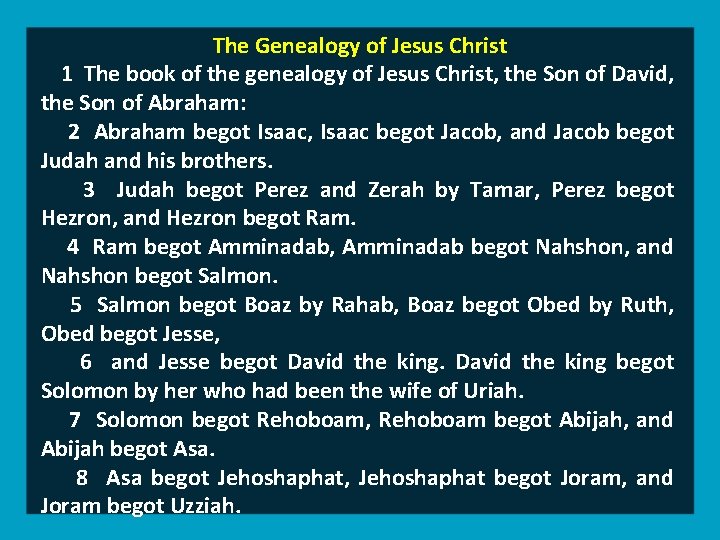 Overview of Matthew 1 3 Matt 28 16