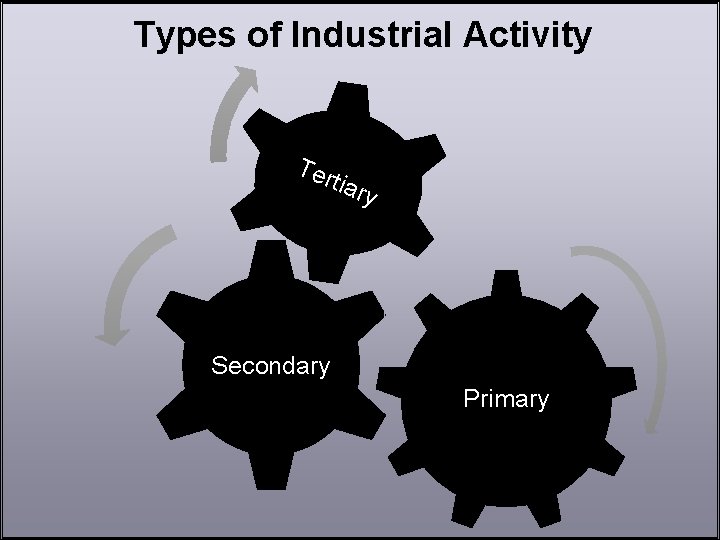 Types of Industrial Activity Ter ti ary Secondary