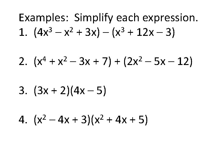 Unit 1 Algebra Skills Review Lesson 1 Polynomials