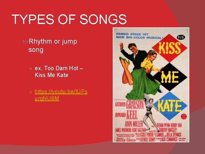 SINGING AUDITIONS TYPES OF SONGS Ballad Common Smooth