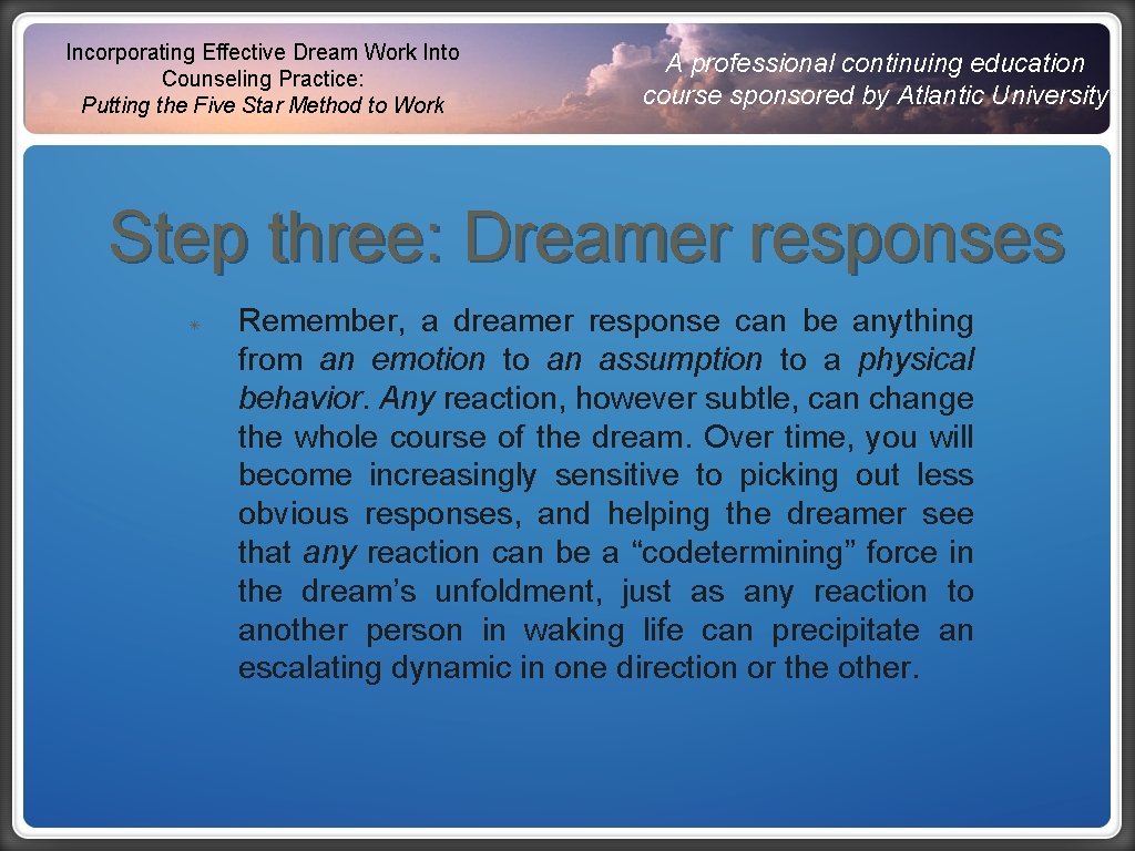 Incorporating Effective Dream Work Into Counseling Practice Putting