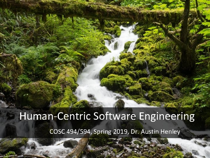 HumanCentric Software Engineering COSC 494594 Spring 2019 Dr