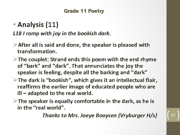 GRADE 11 POETRY EATING POETRY Mark Strand 1