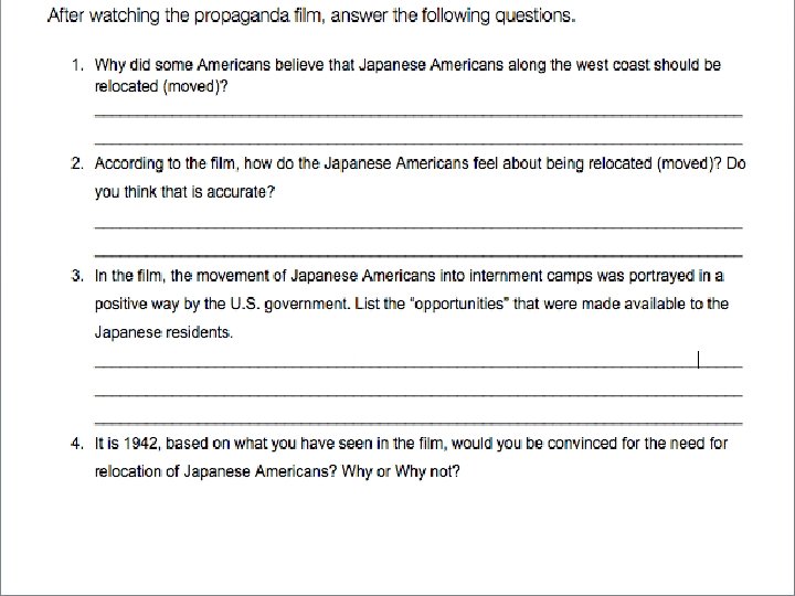 Primary Source Activity PSA Japanese Internment A Date