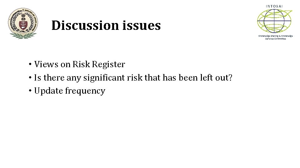 INTOSAI Key Performance Indicators and Risk Register Knowledge