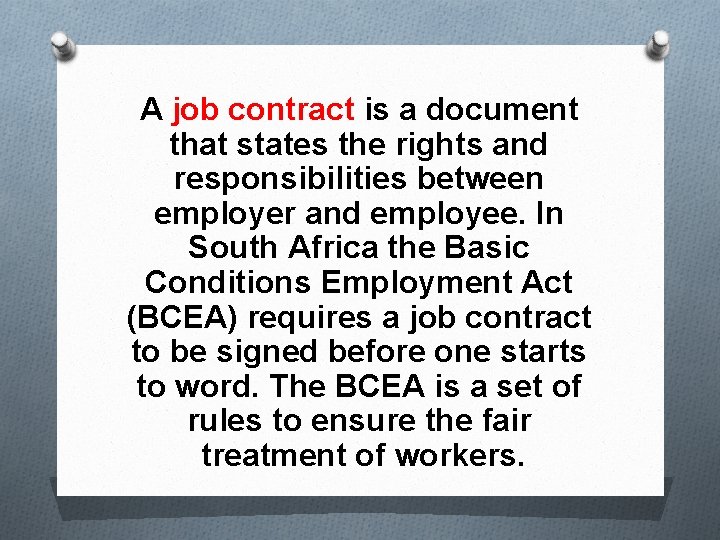 CAREER CAREER CHOICES Core elements of a job