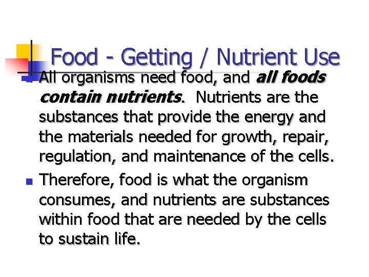 Six Basic Nutrients Six Basic Nutrients n n