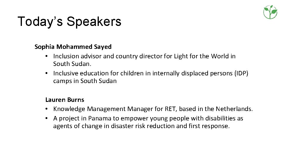 Inclusive Education in Humanitarian and Natural Emergency settings