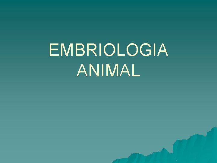 EMBRIOLOGIA ANIMAL EMBRIOLOGIA ANIMAL u Conceito o estudo