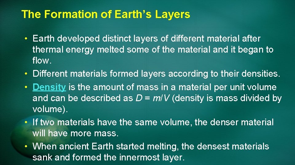 107 Earths Structure How the Earth Formed Bellwork