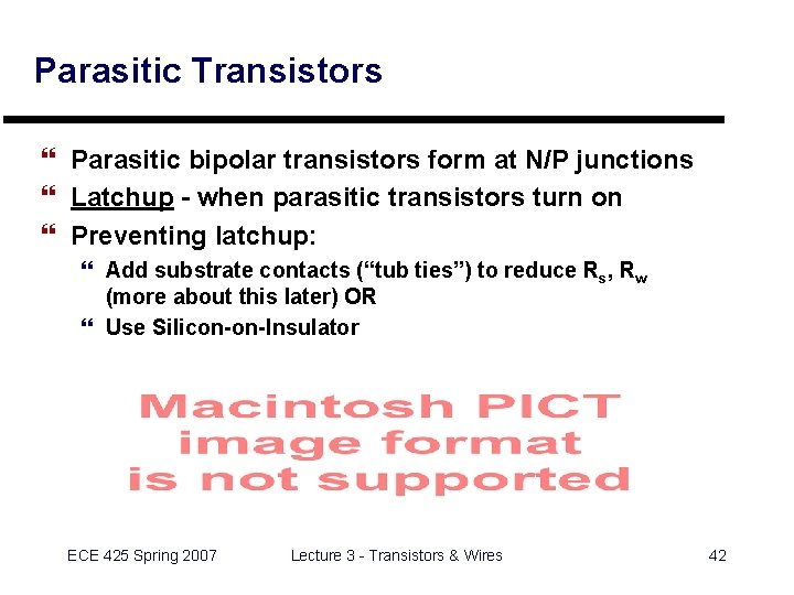 ECE 425 VLSI Circuit Design Lecture 3 Transistors