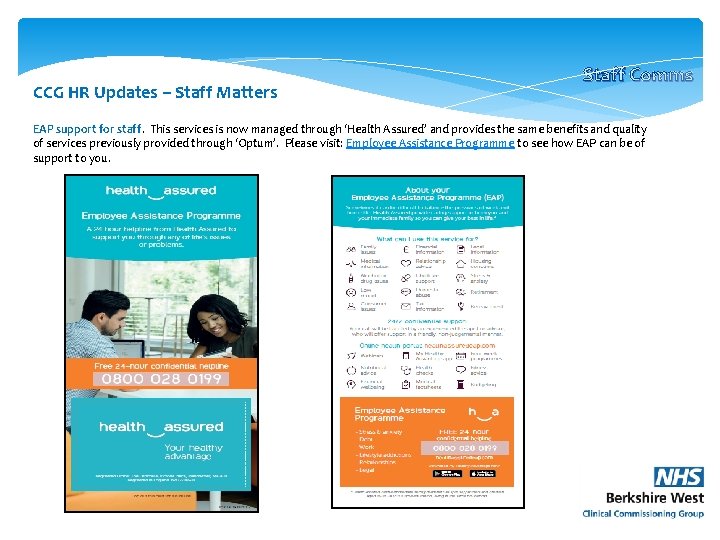 Staff Comms CCG HR Updates Staff Matters Statutory