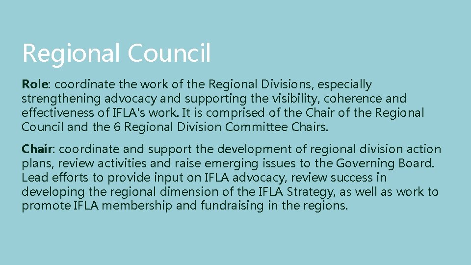 IFLA Elections 2021 Regional Structures Governance Review Goal