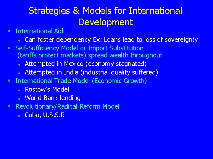 Strategies Models for International Development International Aid l