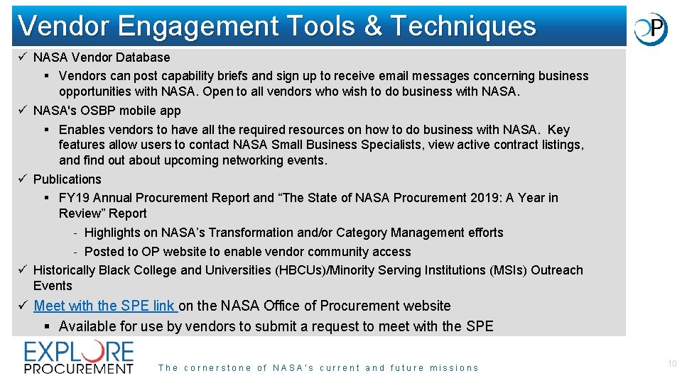 NASAs current and future missions The NASA Office