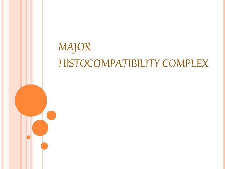 MAJOR HISTOCOMPATIBILITY COMPLEX MAJOR HISTOCOMPATIBILITY COMPLEX MHC Is