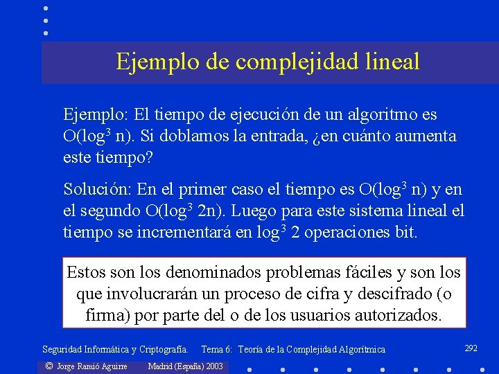 Tema 6 Teora de la Complejidad Algortmica Seguridad
