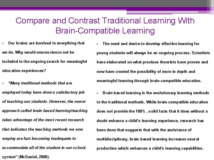 BrainCompatible Learning Alissa Watson EDU 417 Joanna SavareseLevine