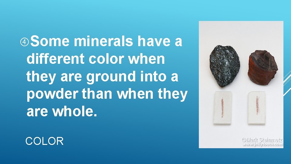NOTES MINERAL IDENTIFICATION The pictures seen here are