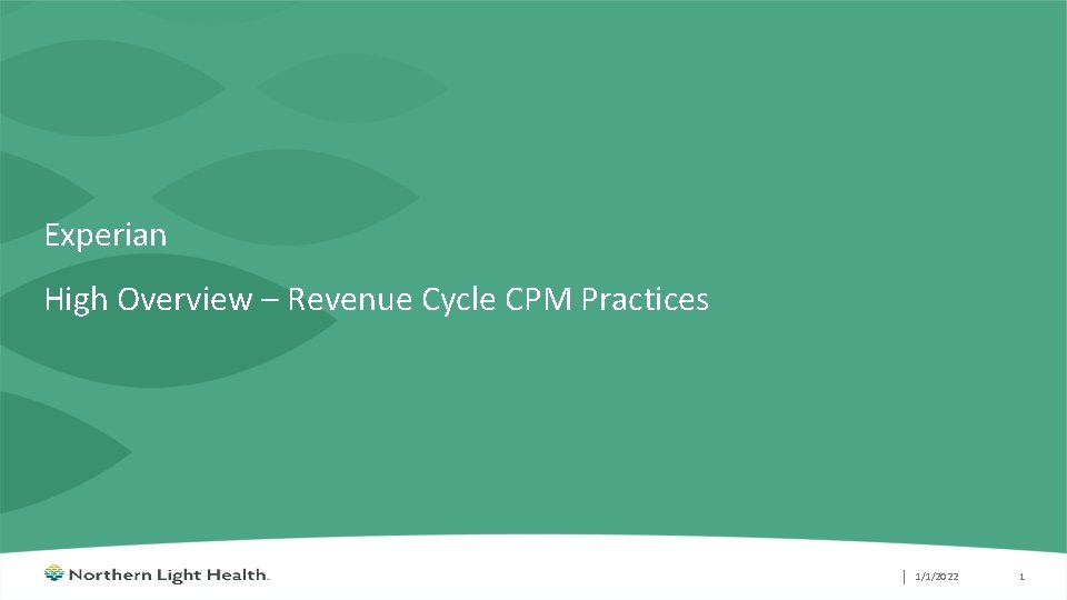 Experian High Overview Revenue Cycle CPM Practices 112022