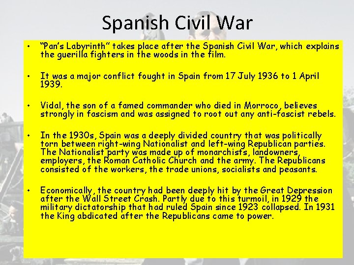 Pans Labyrinth Context Spanish Civil War Pans Labyrinth