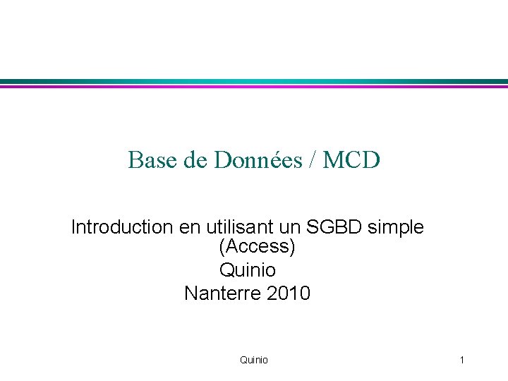 Base de Donnes MCD Introduction en utilisant un